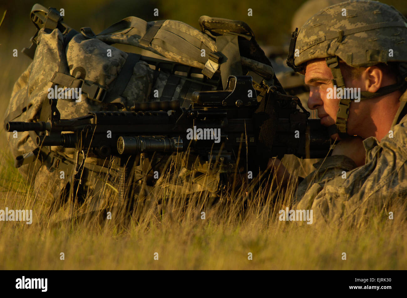 A U.S. Soldier assigned to the 82nd Airborne Division provides security ...