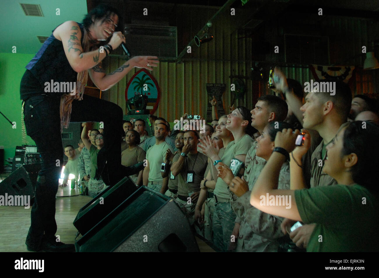 The American rock band Hinder performs for U.S. service members at a ...