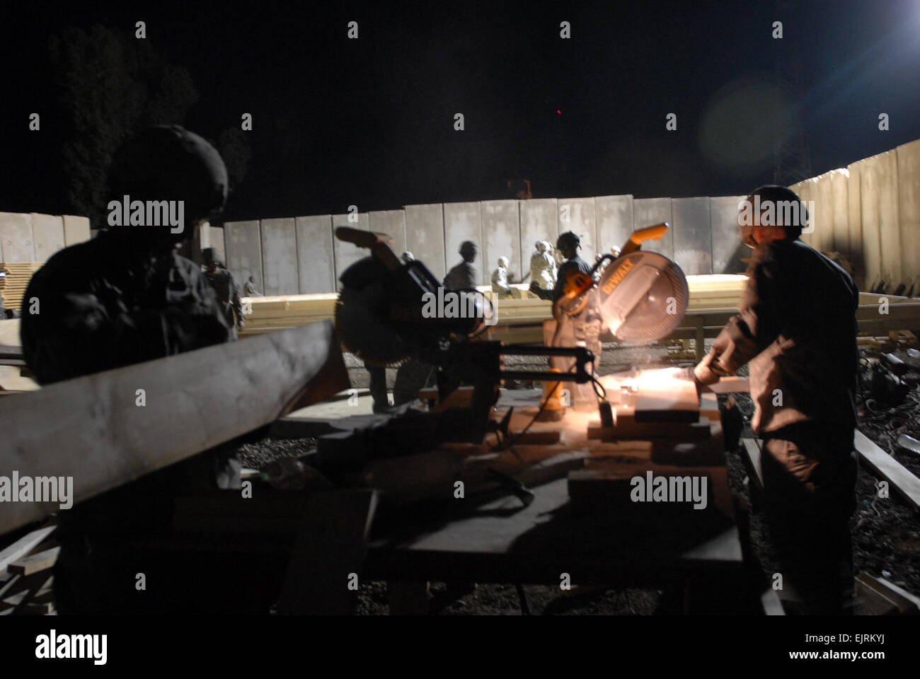 Night construction with the Soldiers of 3rd Platoon, 77th Engineer ...
