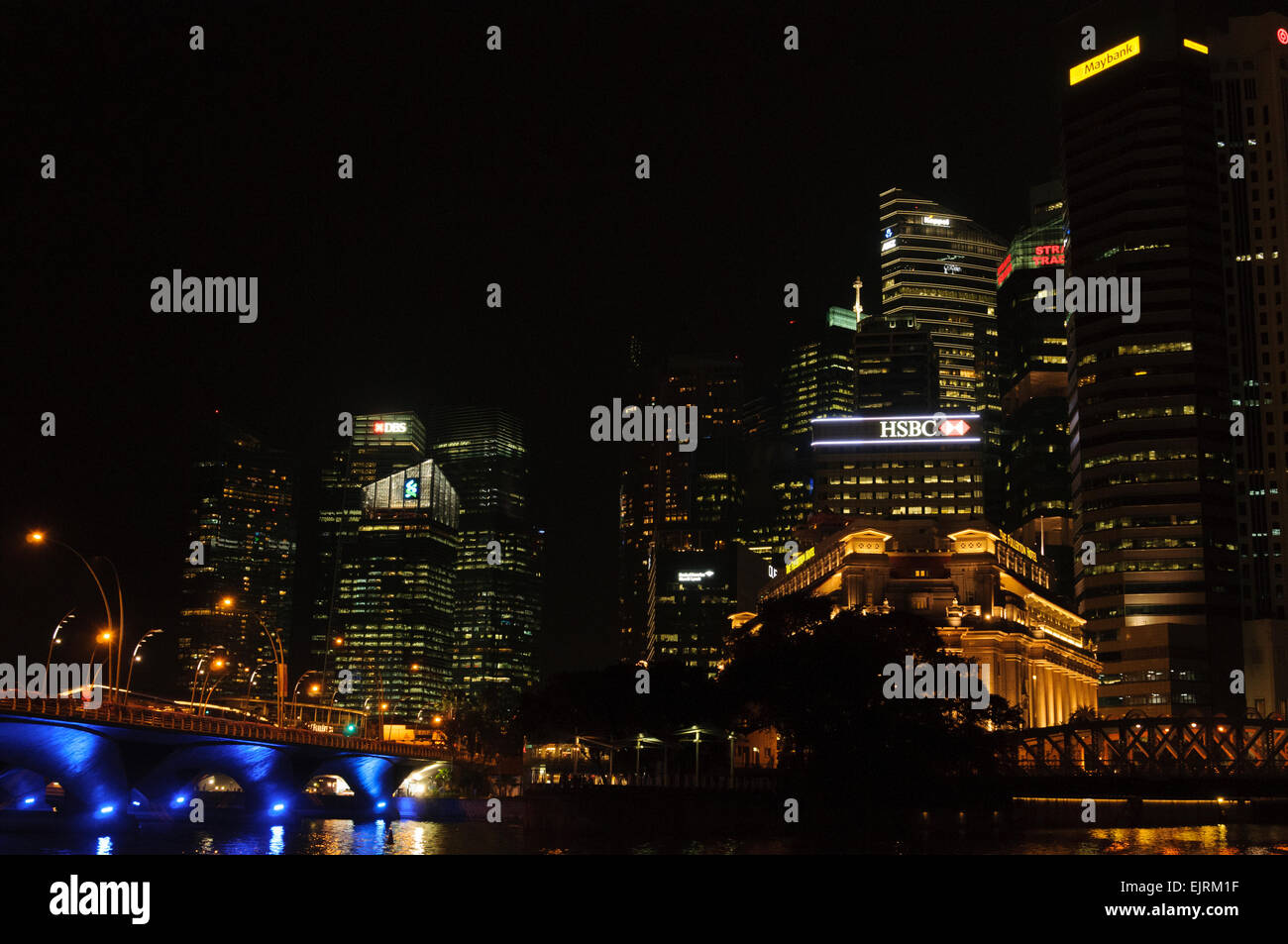 Singapore CBD skyline at night Stock Photo - Alamy