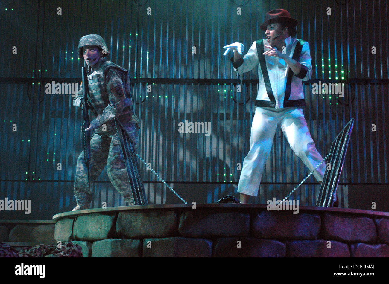 Cpl. Amber Jones right of Fort Bragg, N.C., portrays Michael Jackson ...