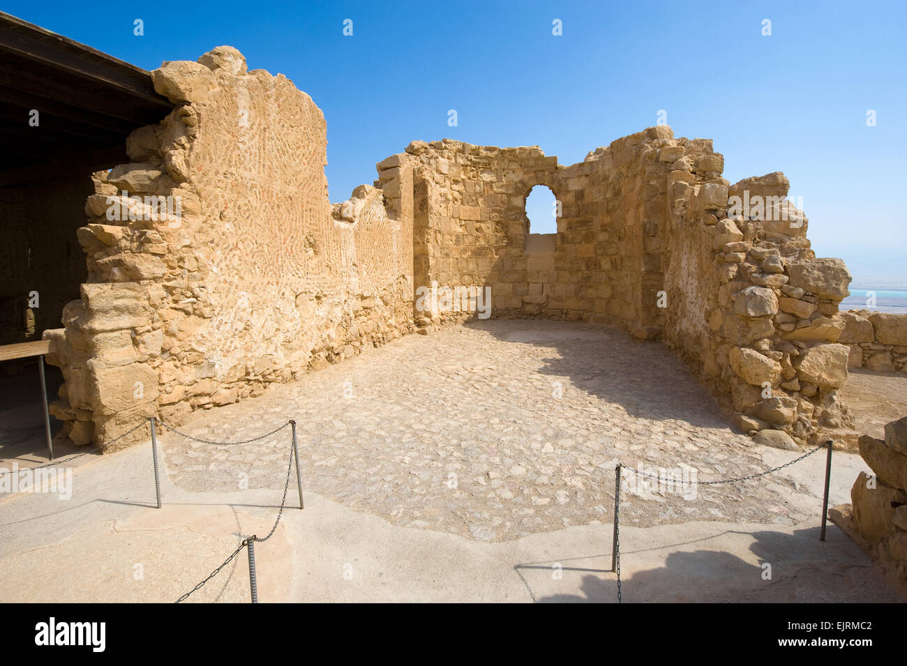 The Byzantine church on top of the rock Masada in Israel Stock Photo ...