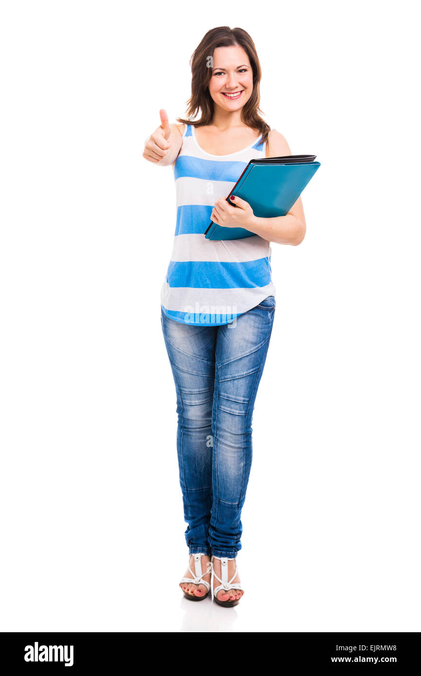 Beautiful young student, isolated over white background Stock Photo - Alamy