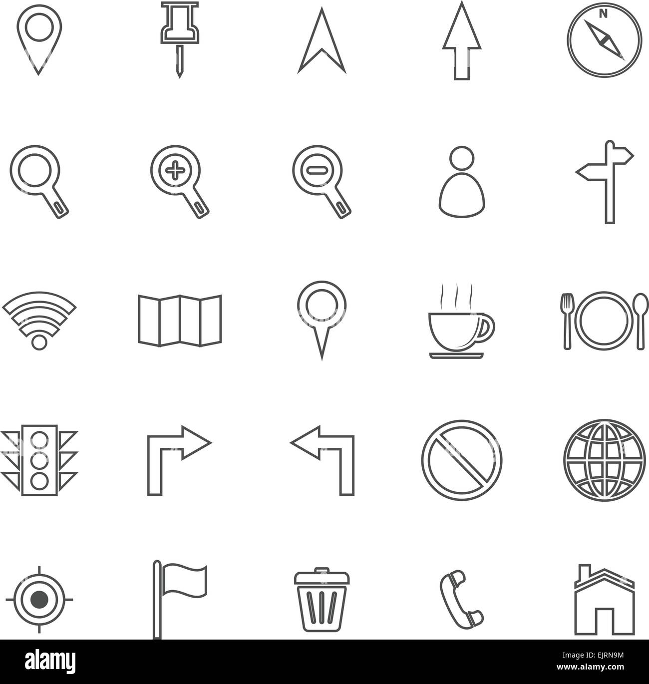 Map line icons on white background, stock vector Stock Vector Image ...