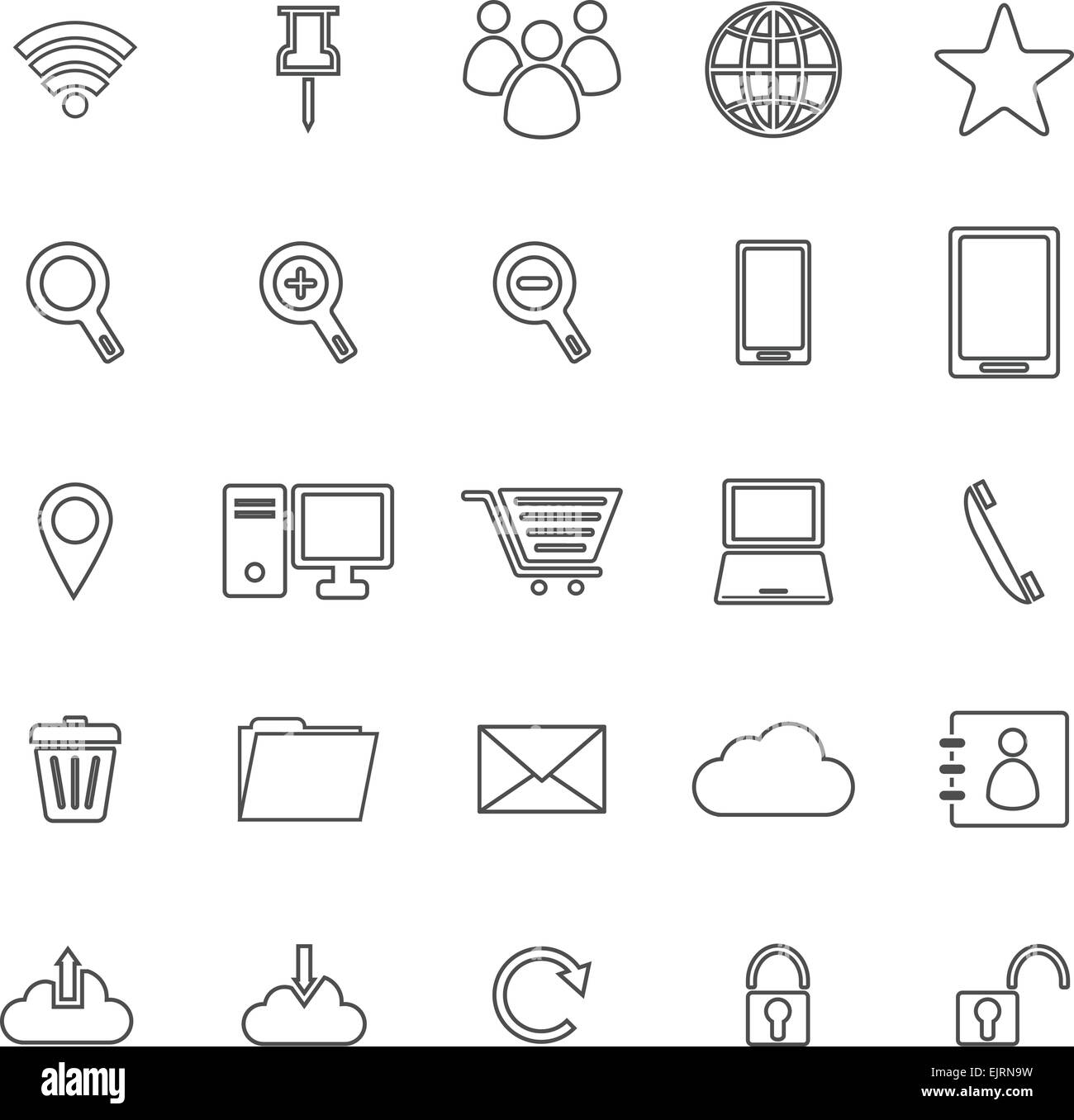 Internet line icons on white background, stock vector Stock Vector ...