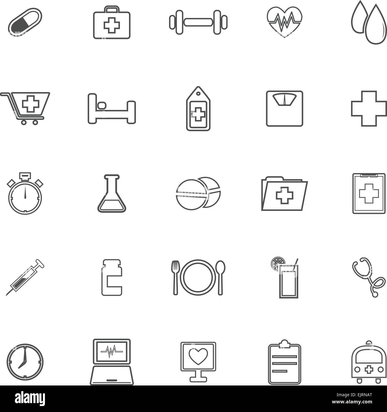 Health line icons on white background, stock vector Stock Vector Image ...