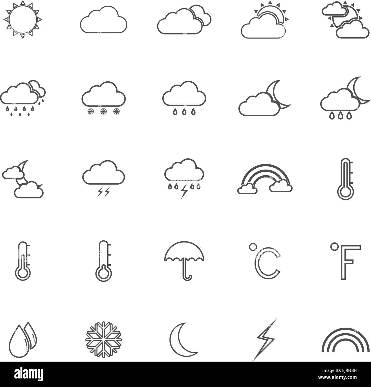 Weather line icons on white background, stock vector Stock Vector Image ...