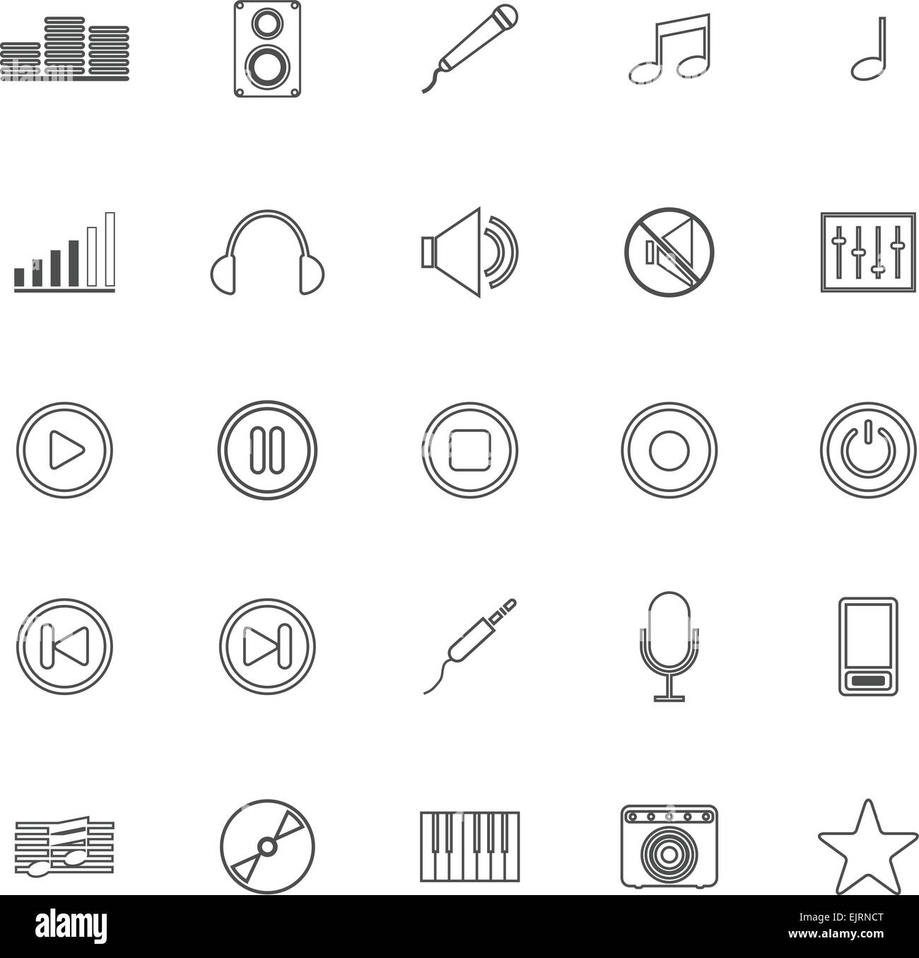 Music line icons on white background, stock vector Stock Vector Image ...