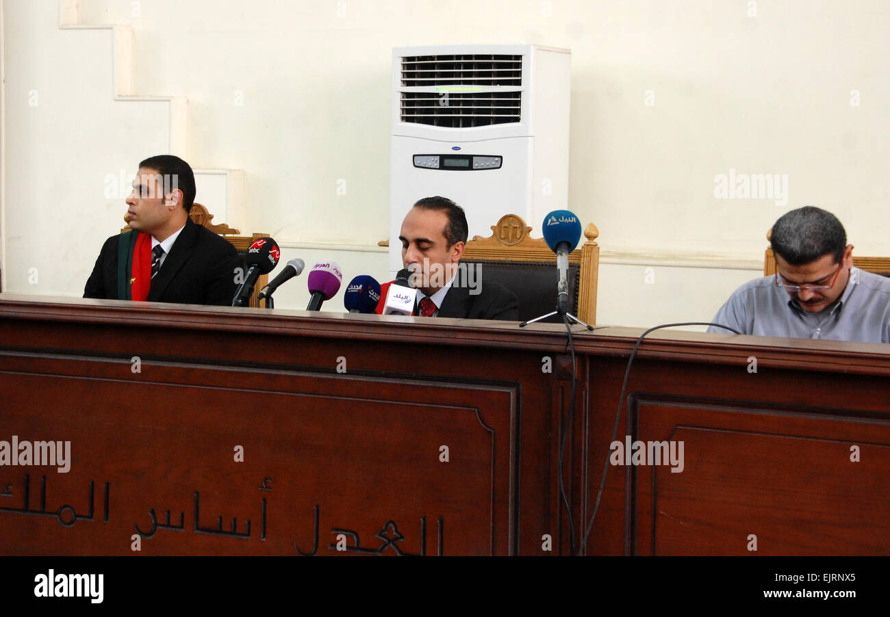 March 31, 2015 - Cairo, Cairo, Egypt - Egyptian Judges attend the trial ...