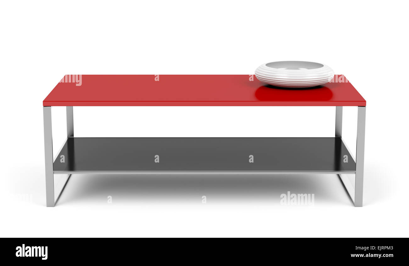 Red coffee table on white background Stock Photo - Alamy