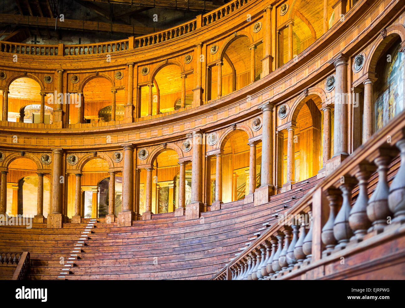 Parma, Pilotta Palace detail of the wooden Farnese Theatre made by ...