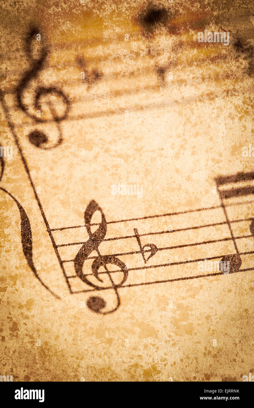 Old classical sheet music has a vintage tone and texture to it ...