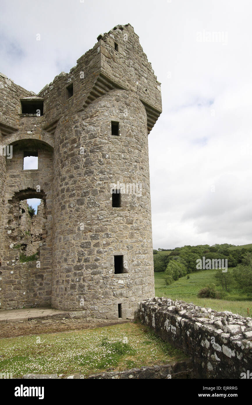 Plantation tower castle Northern Ireland, castle ruins Fermanagh, Monea ...