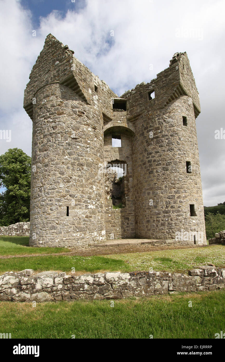 Plantation tower castle Northern Ireland, castle ruins Fermanagh, Monea ...