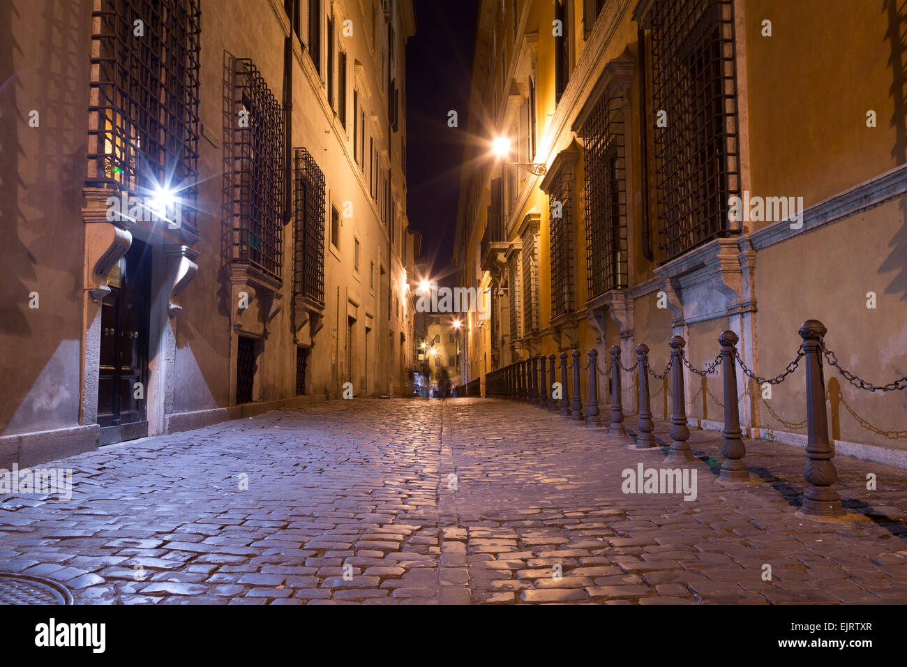 Pedestrian street at night hi-res stock photography and images - Alamy