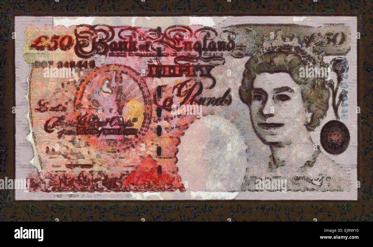 Banknote currency fifty pounds england queen hi-res stock photography ...