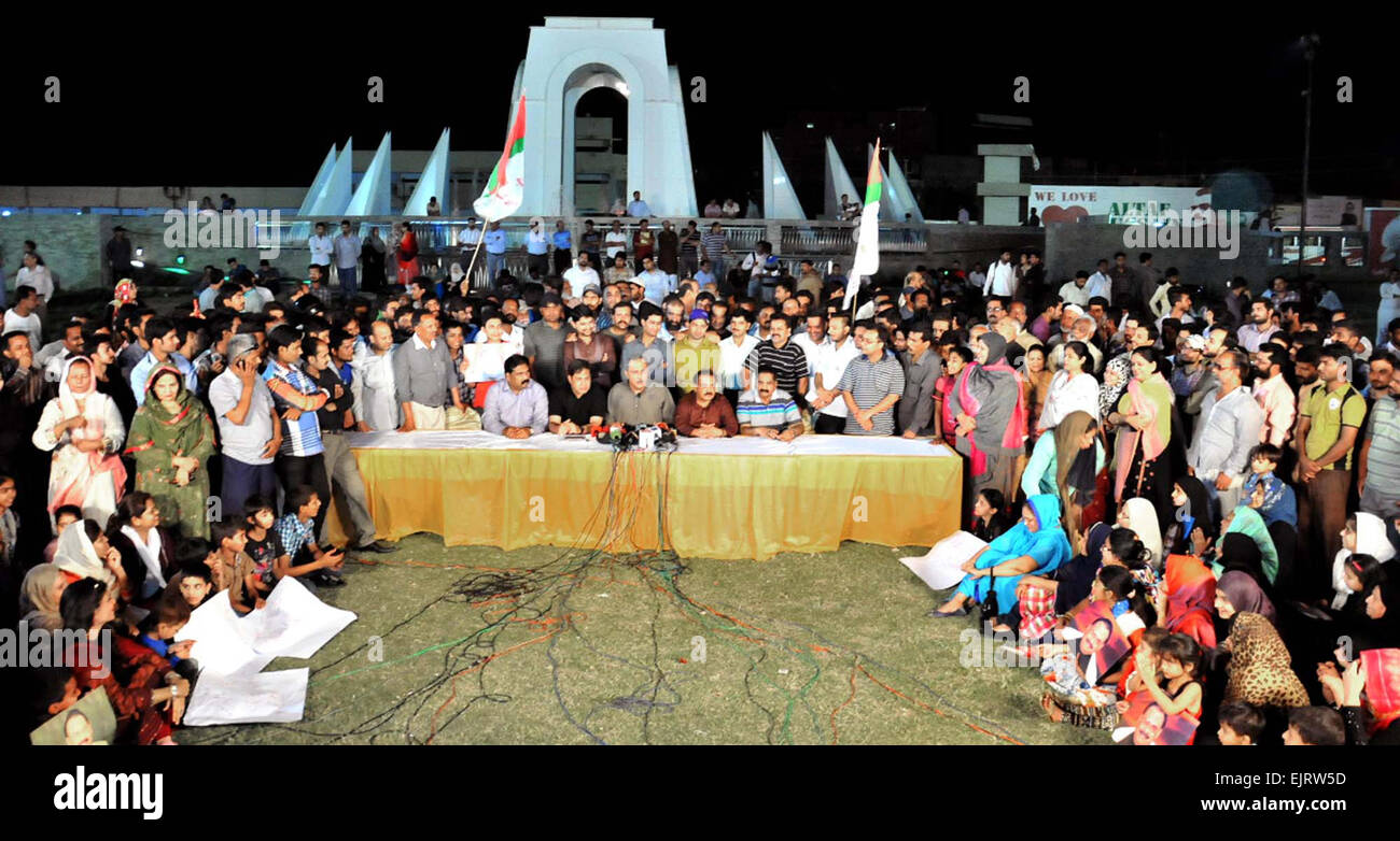 Member of MQM Rabita Committee, Hyder Abbas Rizvi is addressing to ...