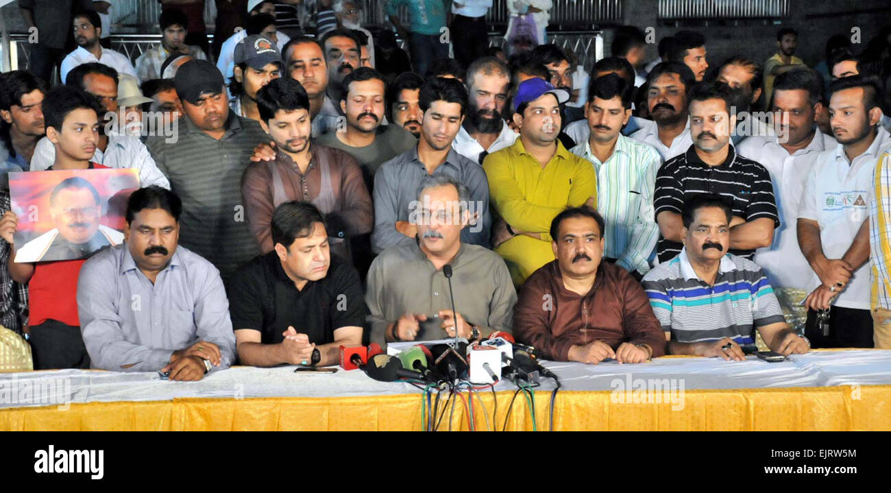 Member of MQM Rabita Committee, Hyder Abbas Rizvi is addressing to ...