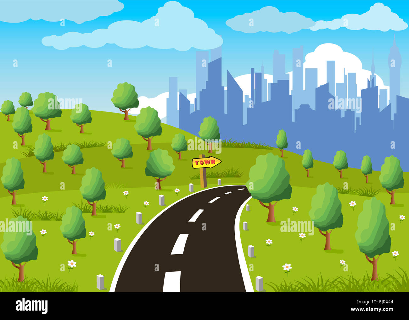 Road to a city Stock Photo - Alamy