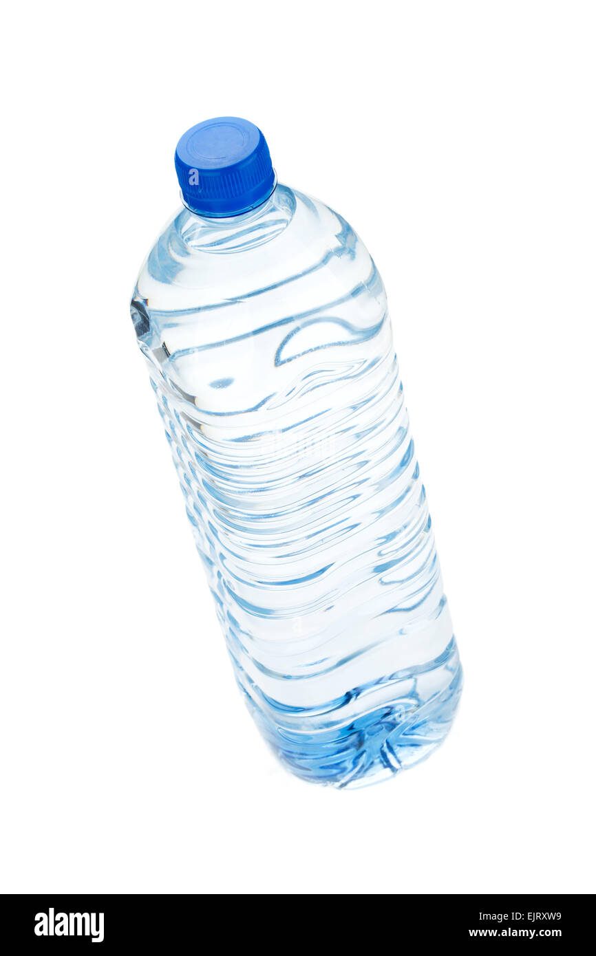 Soda water bottle. View from above. Isolated on white background Stock ...