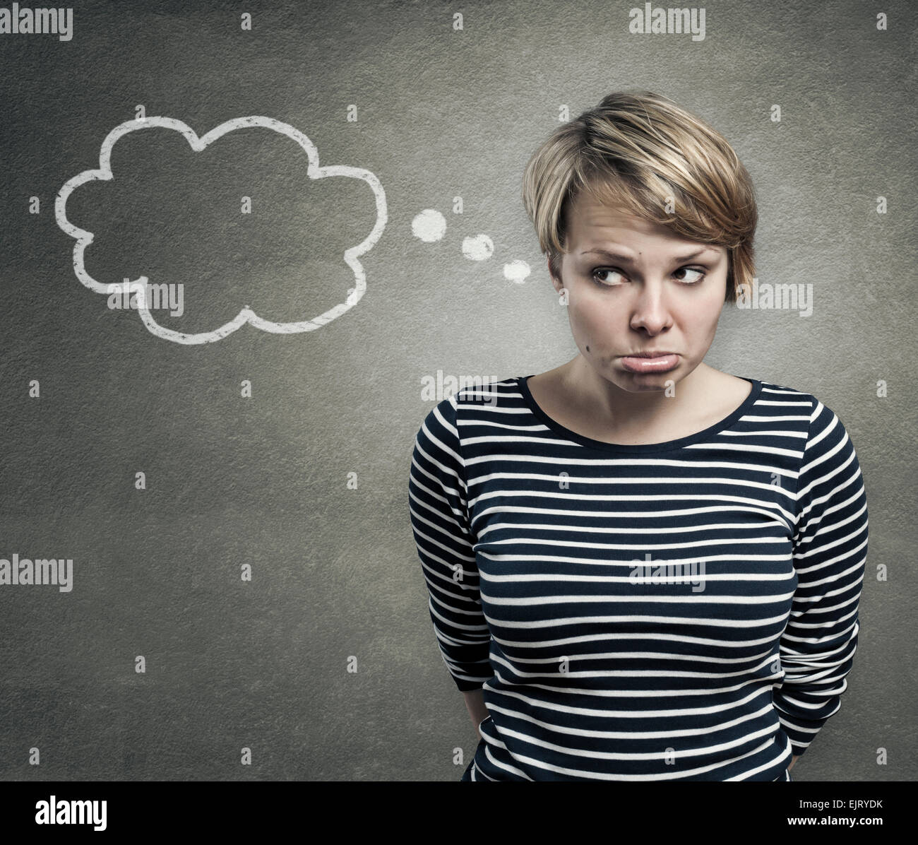 Illustration of a pretty woman thinking, with thought balloon Stock ...