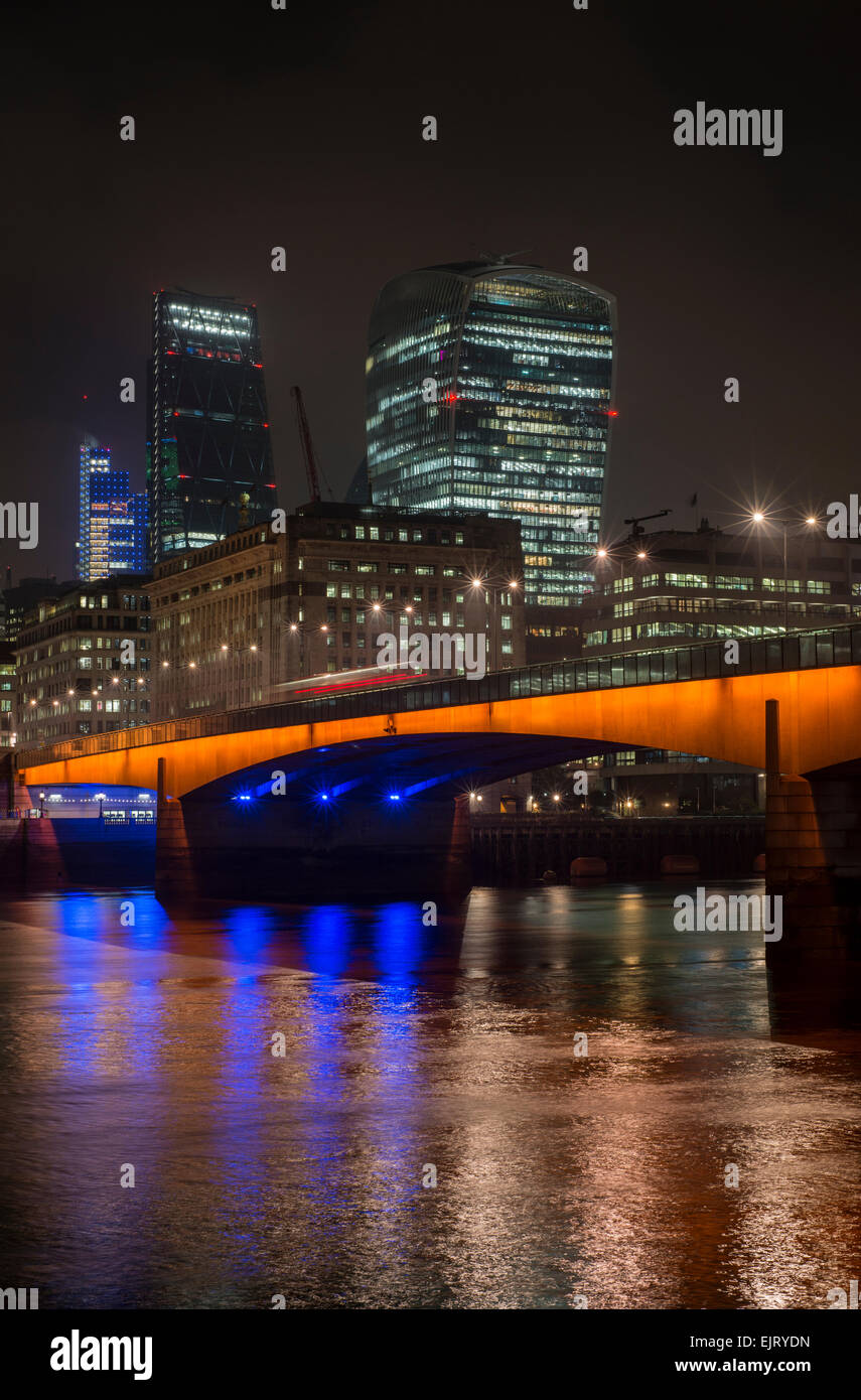 City of London skyline at night Stock Photo - Alamy