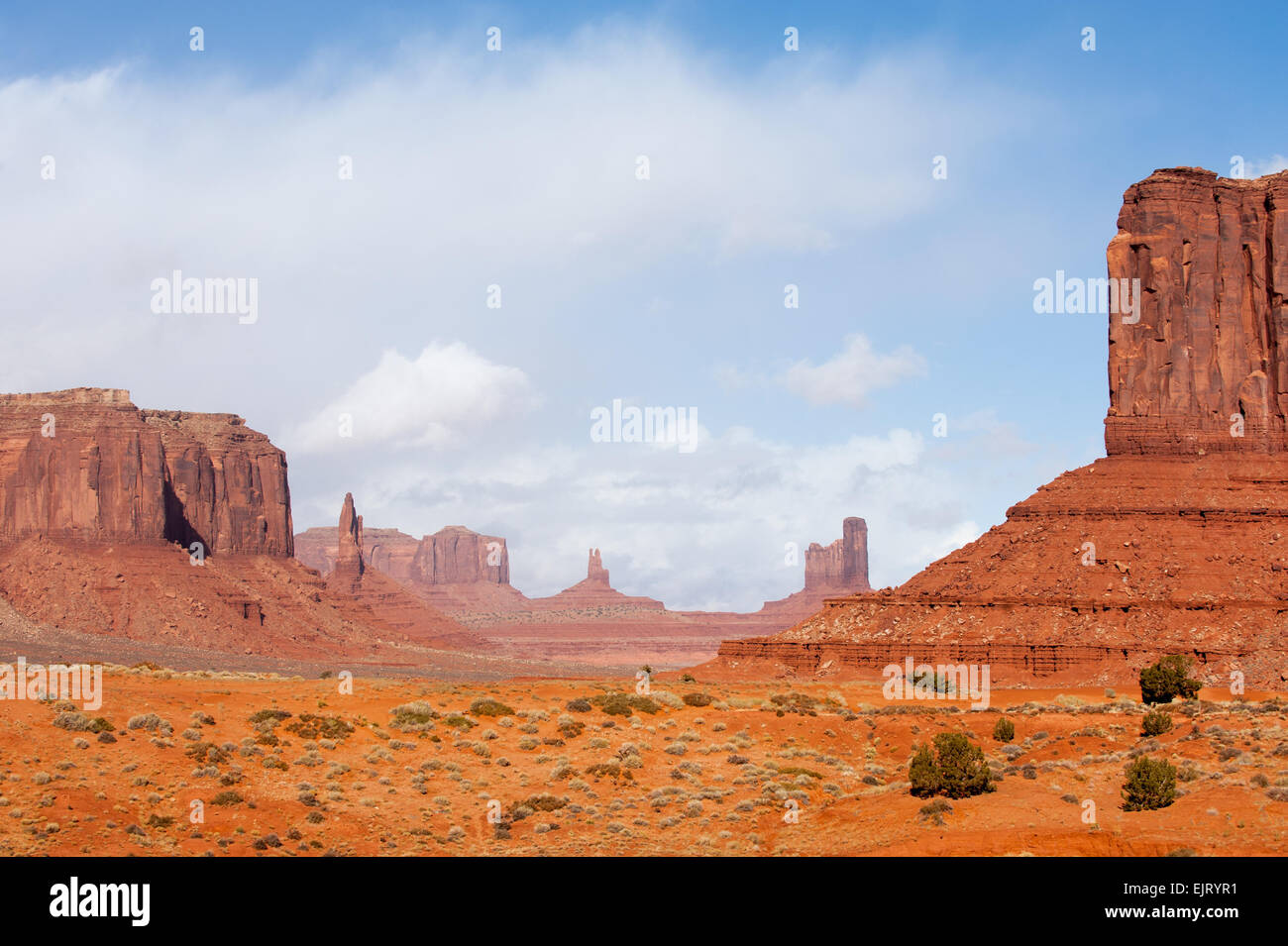Famous rock formations of Monument Valley tribal park Stock Photo - Alamy