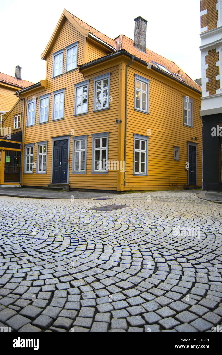 Old yellow building in the downtown of Bergen, Norway Stock Photo - Alamy