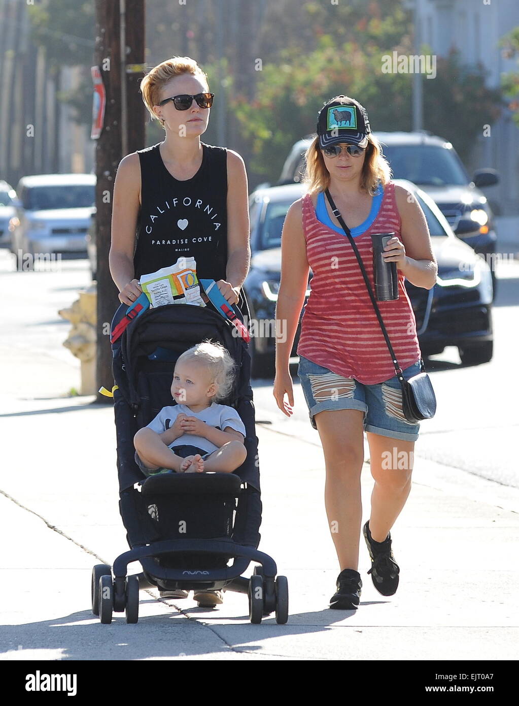 Malin Akerman out with her son Sebastian Zincone and a female companion ...