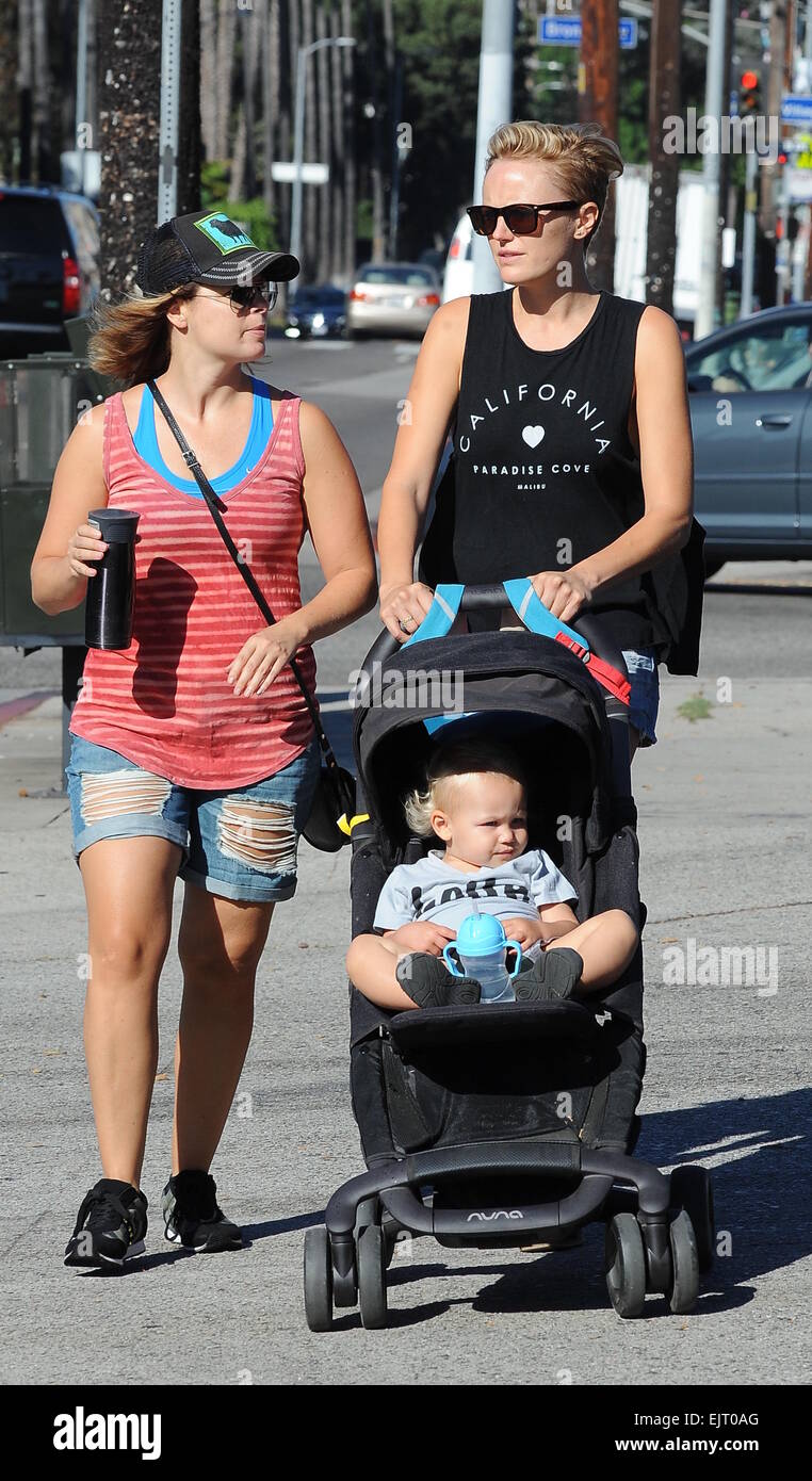 Malin Akerman out with her son Sebastian Zincone and a female companion ...