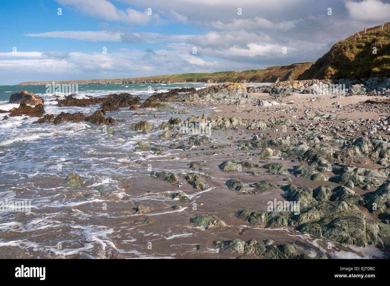 Incoming tide on Penllech beach, Lleyn Peninsula, North Wales Stock ...