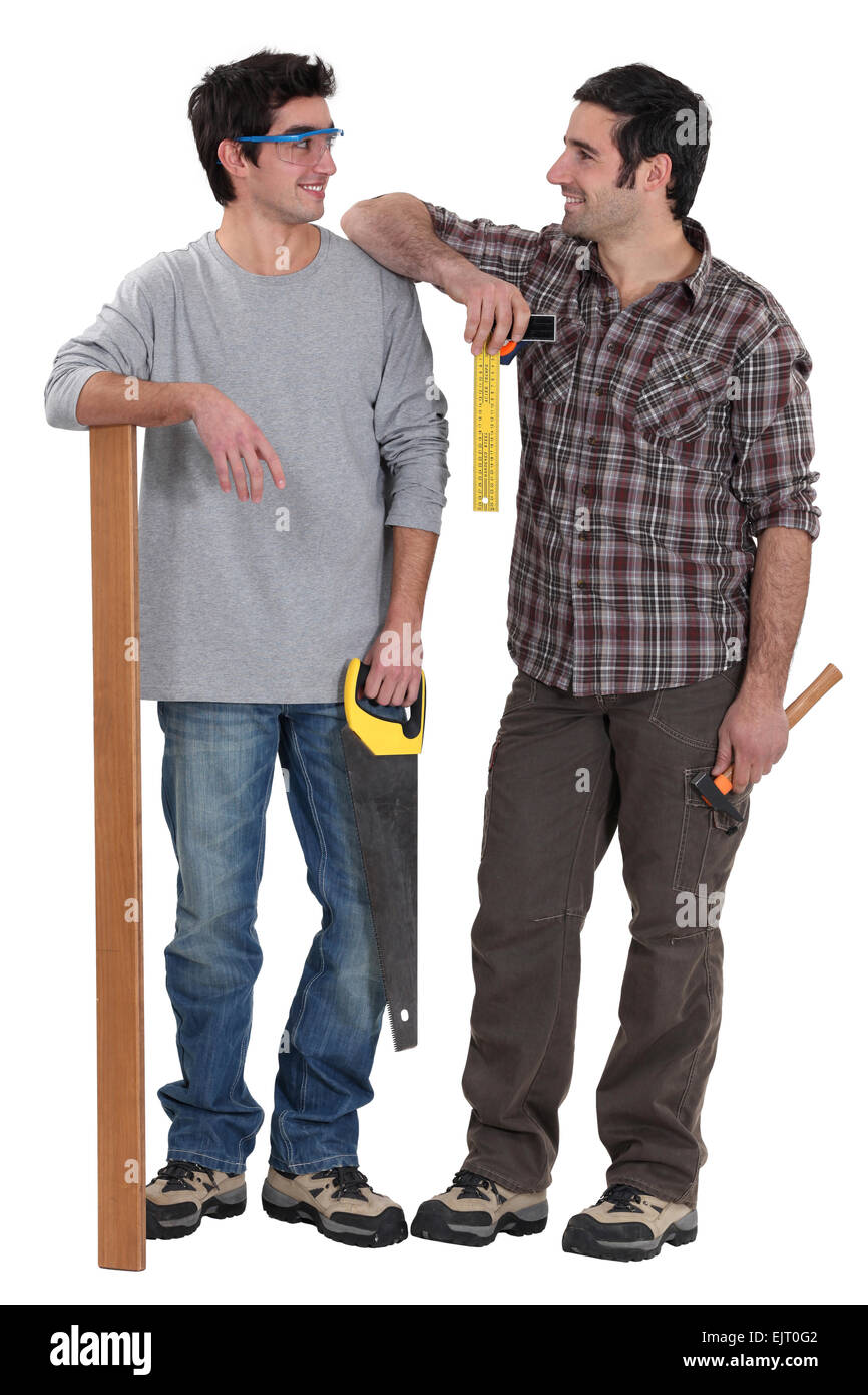 Carpenter and his apprentice Stock Photo - Alamy