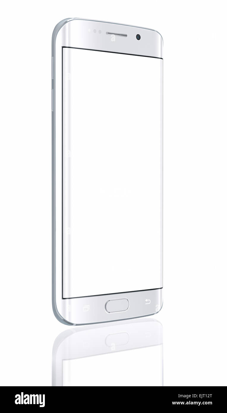 Smartphone edge with blank screen on white background Stock Photo - Alamy