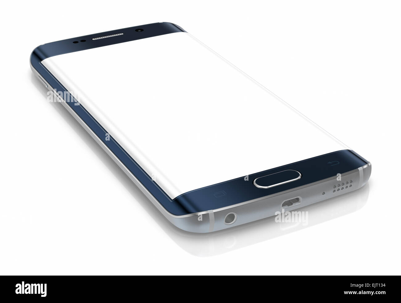 Smartphone edge with blank screen on white background Stock Photo - Alamy
