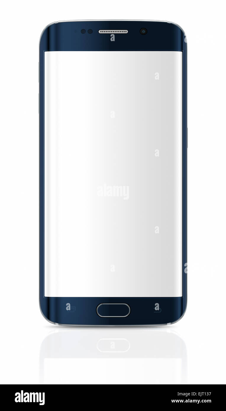 Smartphone edge with blank screen on white background Stock Photo - Alamy