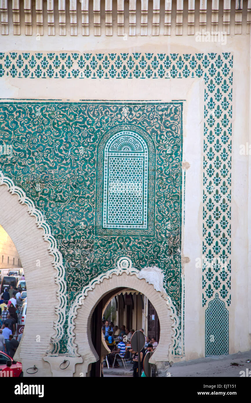 Bab Bou Jeloud gate (Blue Gate) in Fez, Morocco Stock Photo - Alamy