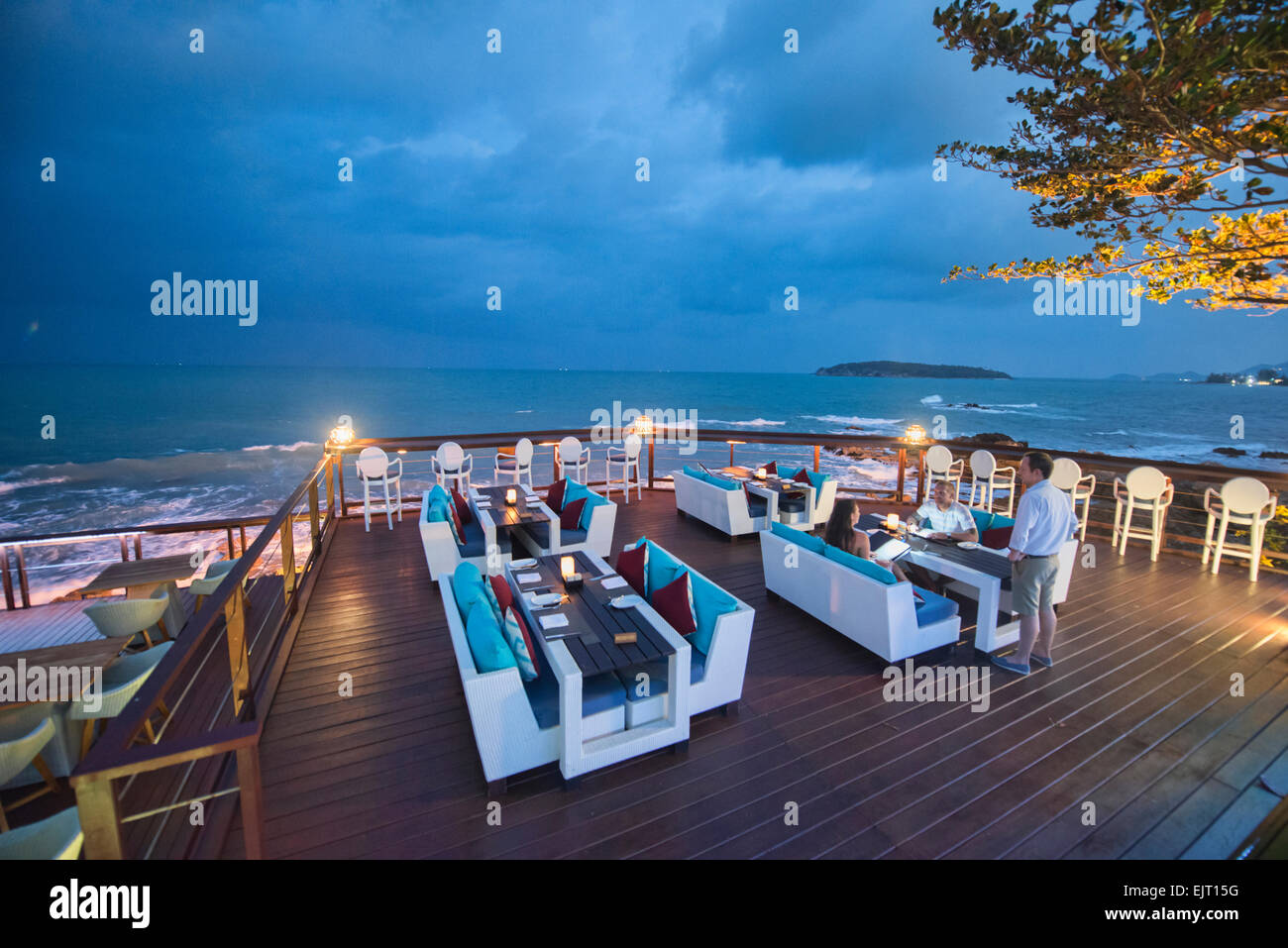 Romantic restaurant over the sea, Koh Samui, Thailand Stock Photo - Alamy