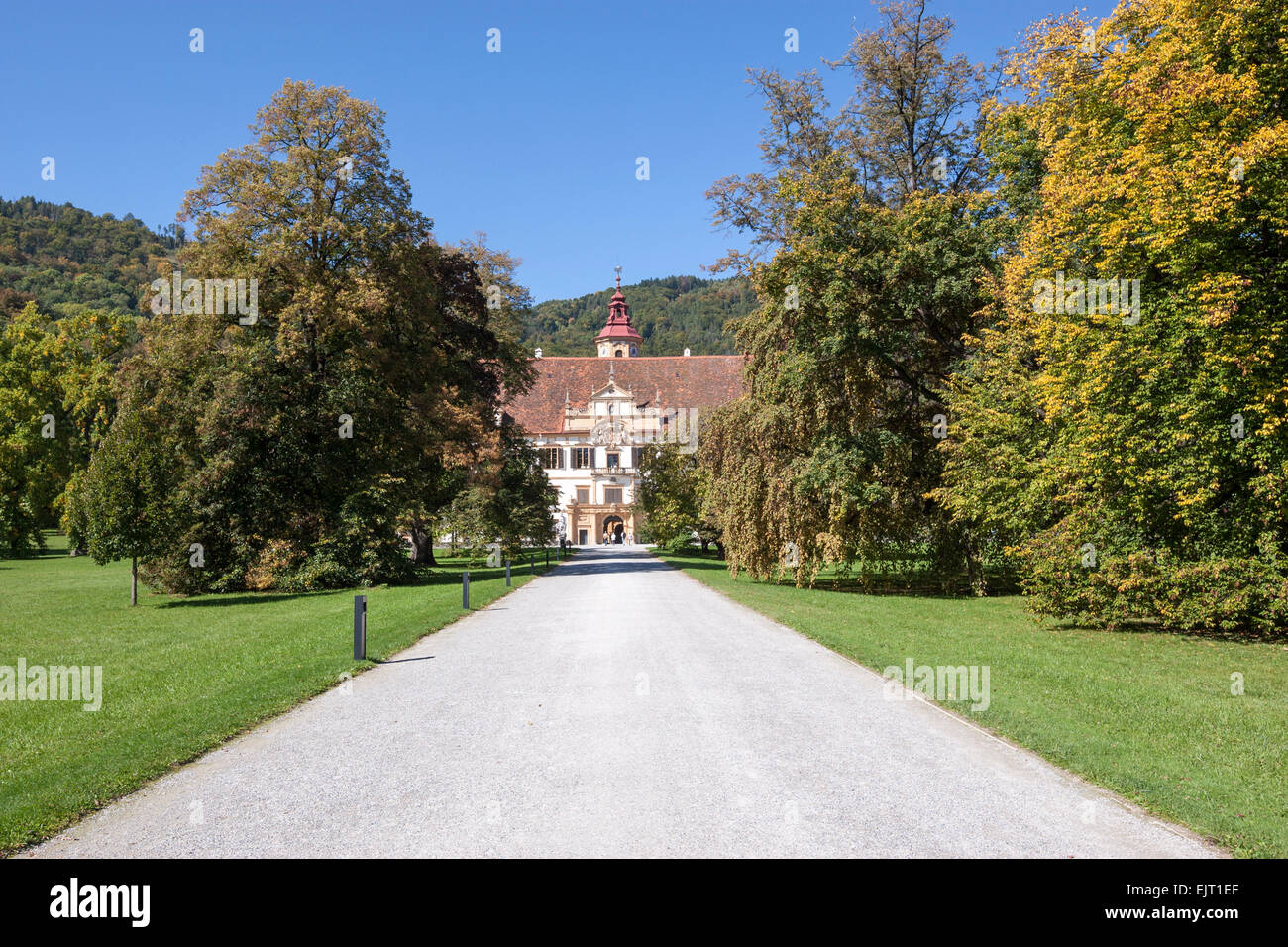 Park aoutside Eggenberg Palace, a Baroque palace complex in Graz ...