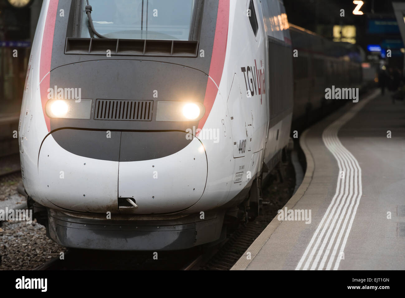 French TGV Lyria high speed train leaving Zurich Main Station Stock ...
