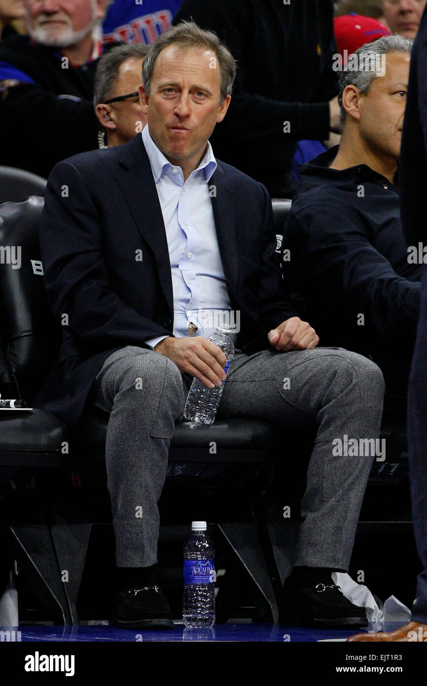 Overtime. 30th Mar, 2015. Philadelphia 76ers owner Joshua Harris looks ...