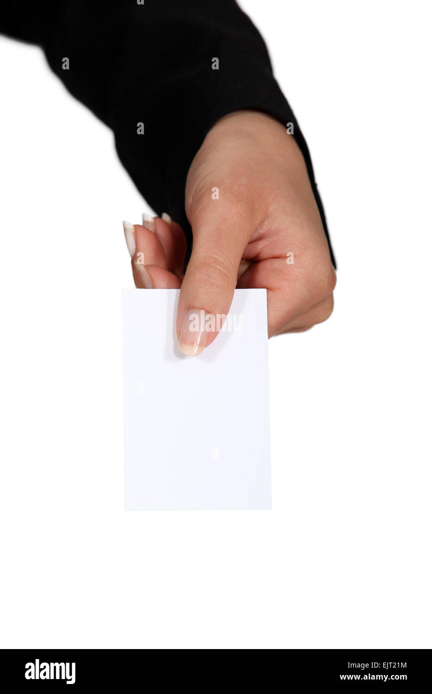 Handing over a business card Stock Photo - Alamy