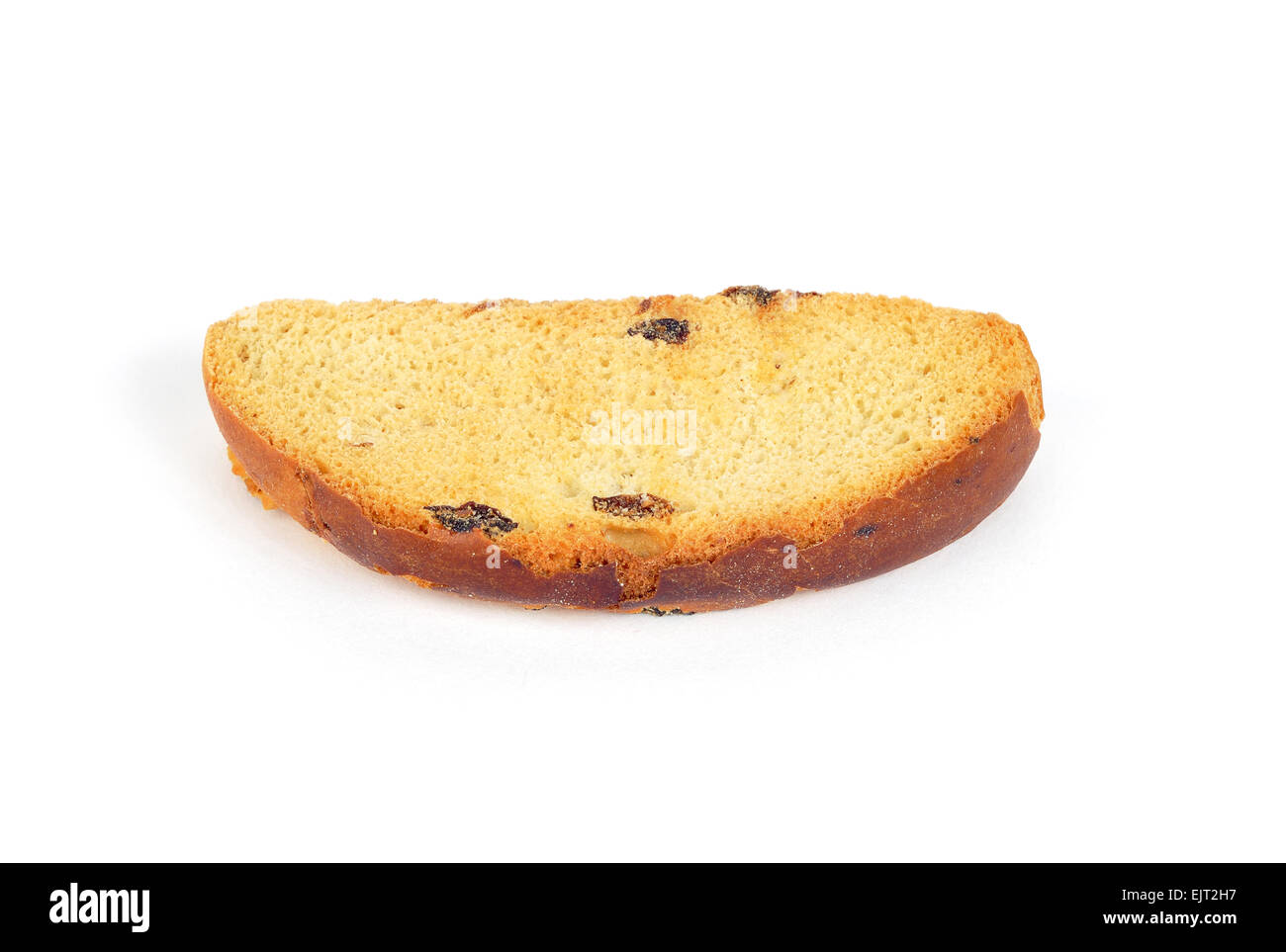 one piece of rusk with raisins over white background Stock Photo - Alamy
