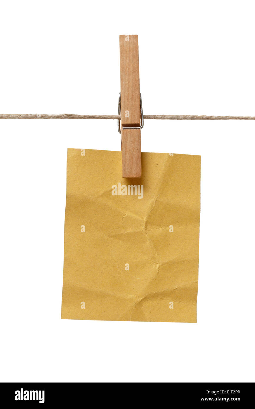 note paper and clothespin Stock Photo - Alamy
