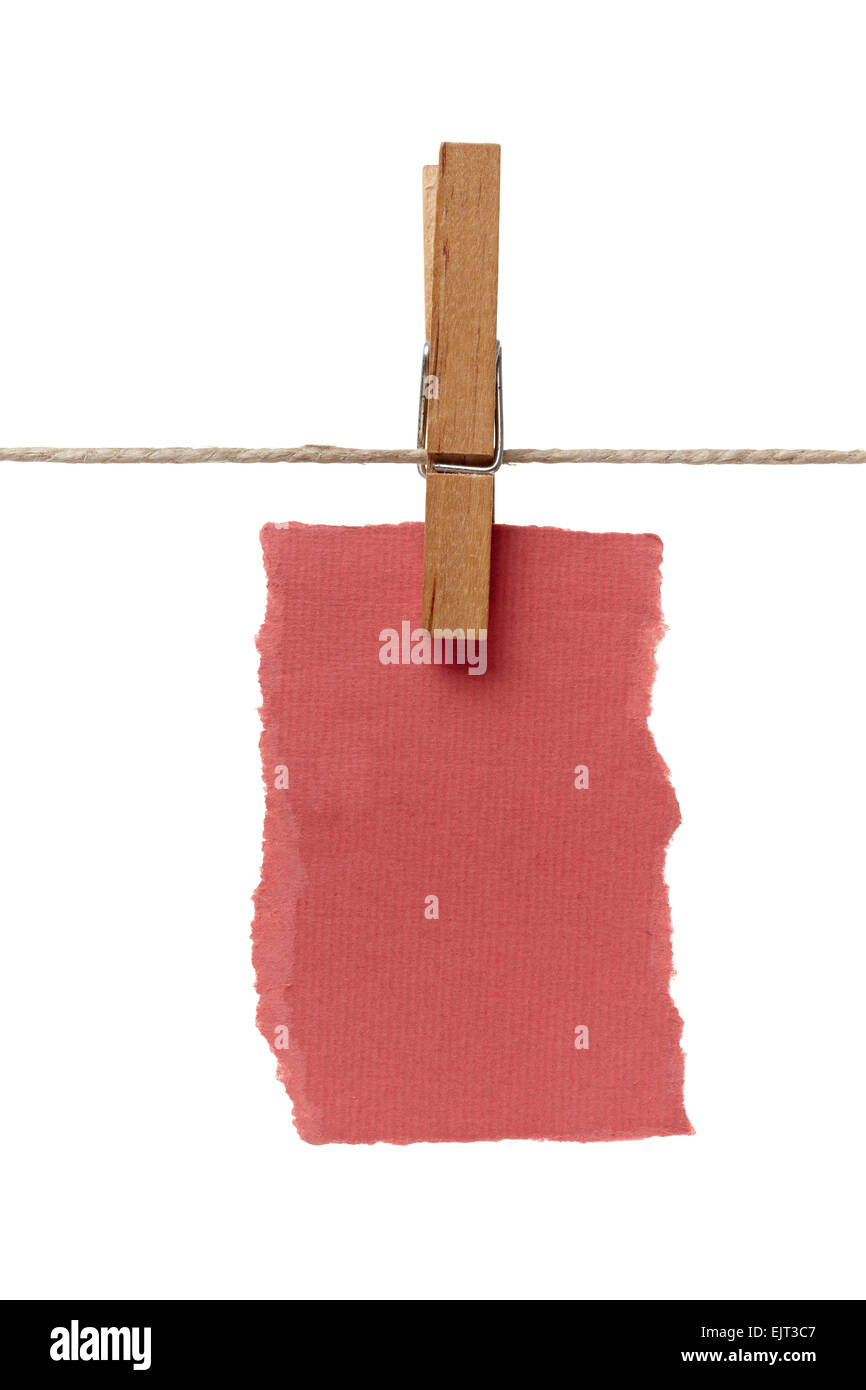 note paper and clothespin Stock Photo - Alamy