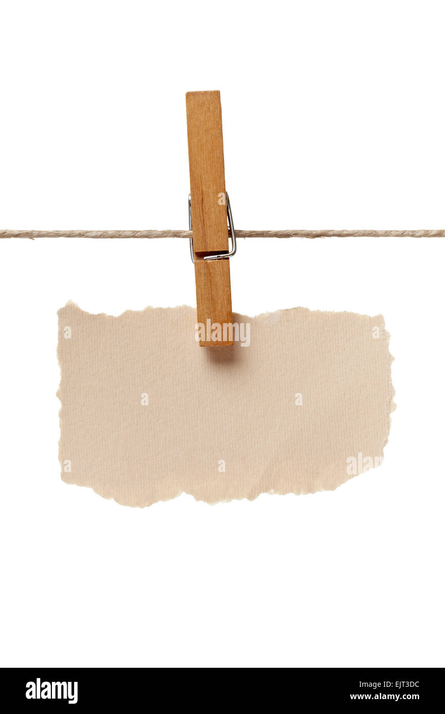 note paper and clothespin Stock Photo - Alamy