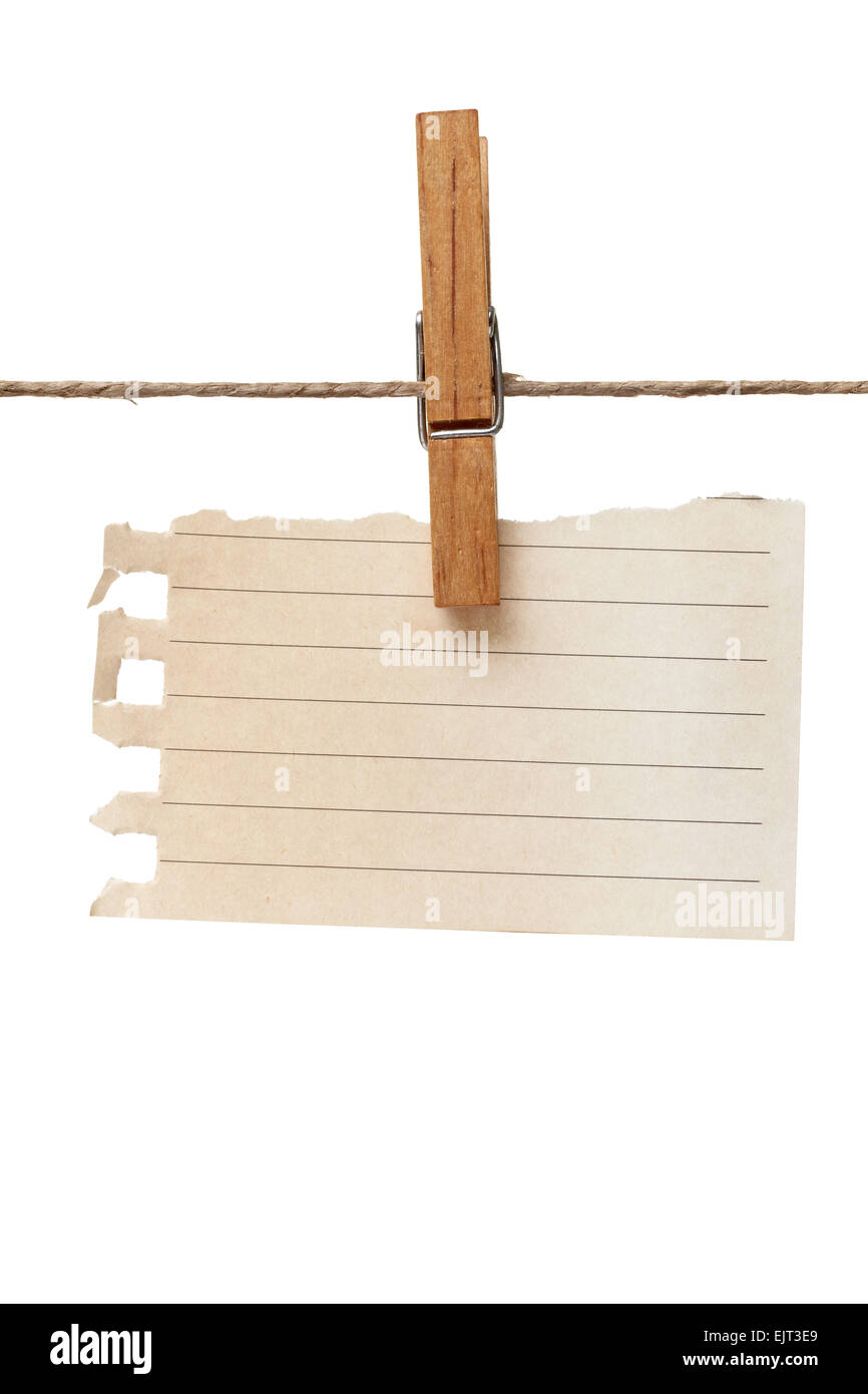 note paper and clothespin Stock Photo - Alamy