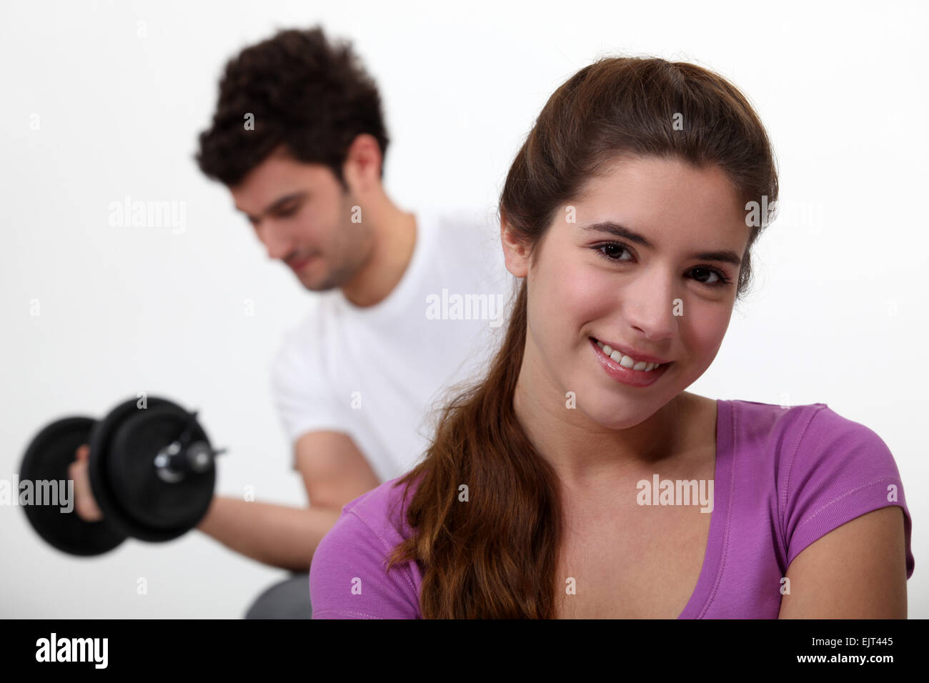 Couple working out together Stock Photo - Alamy