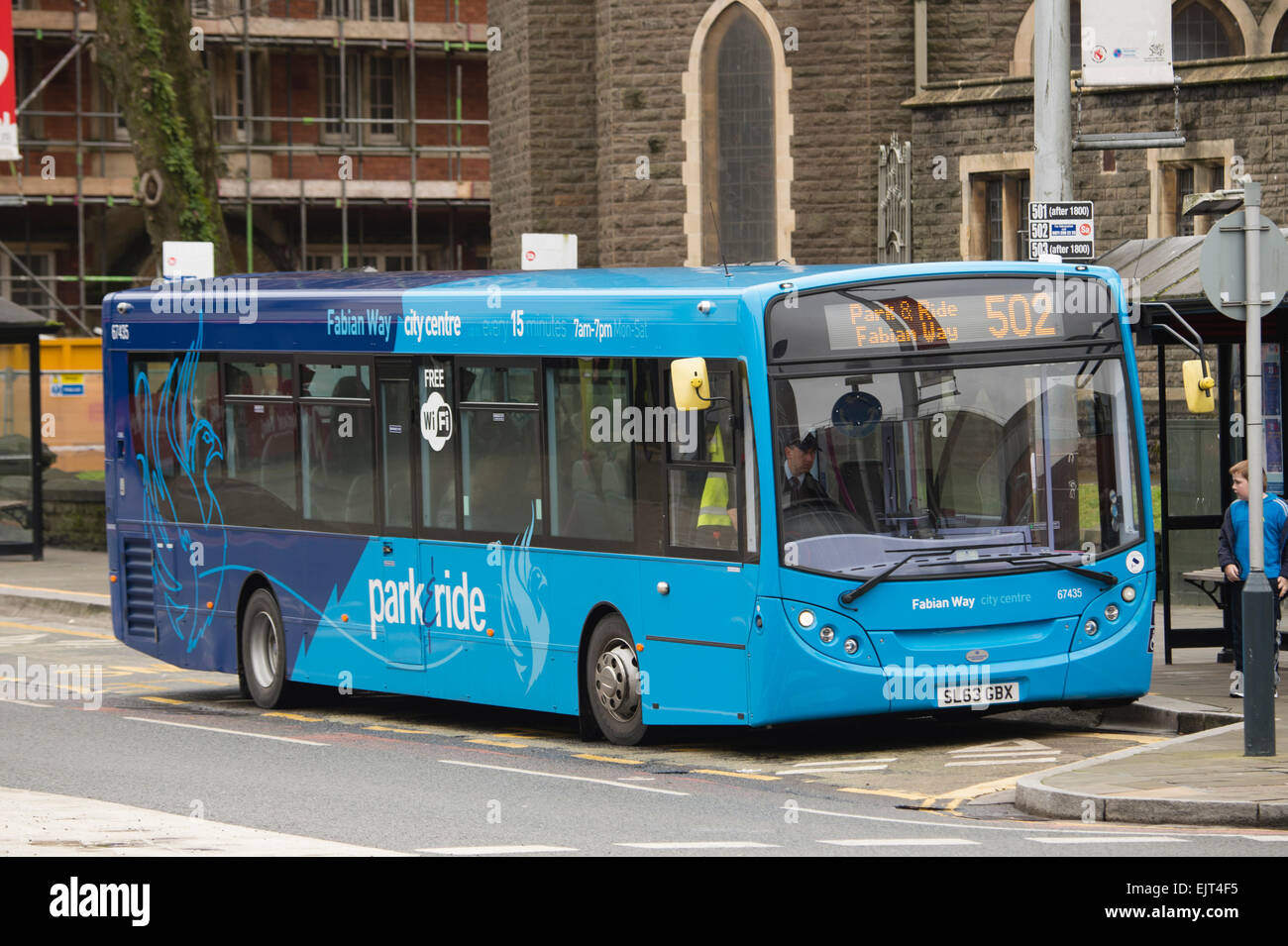 Public transport: park and ride bus service, Swansea city centre, Wales ...