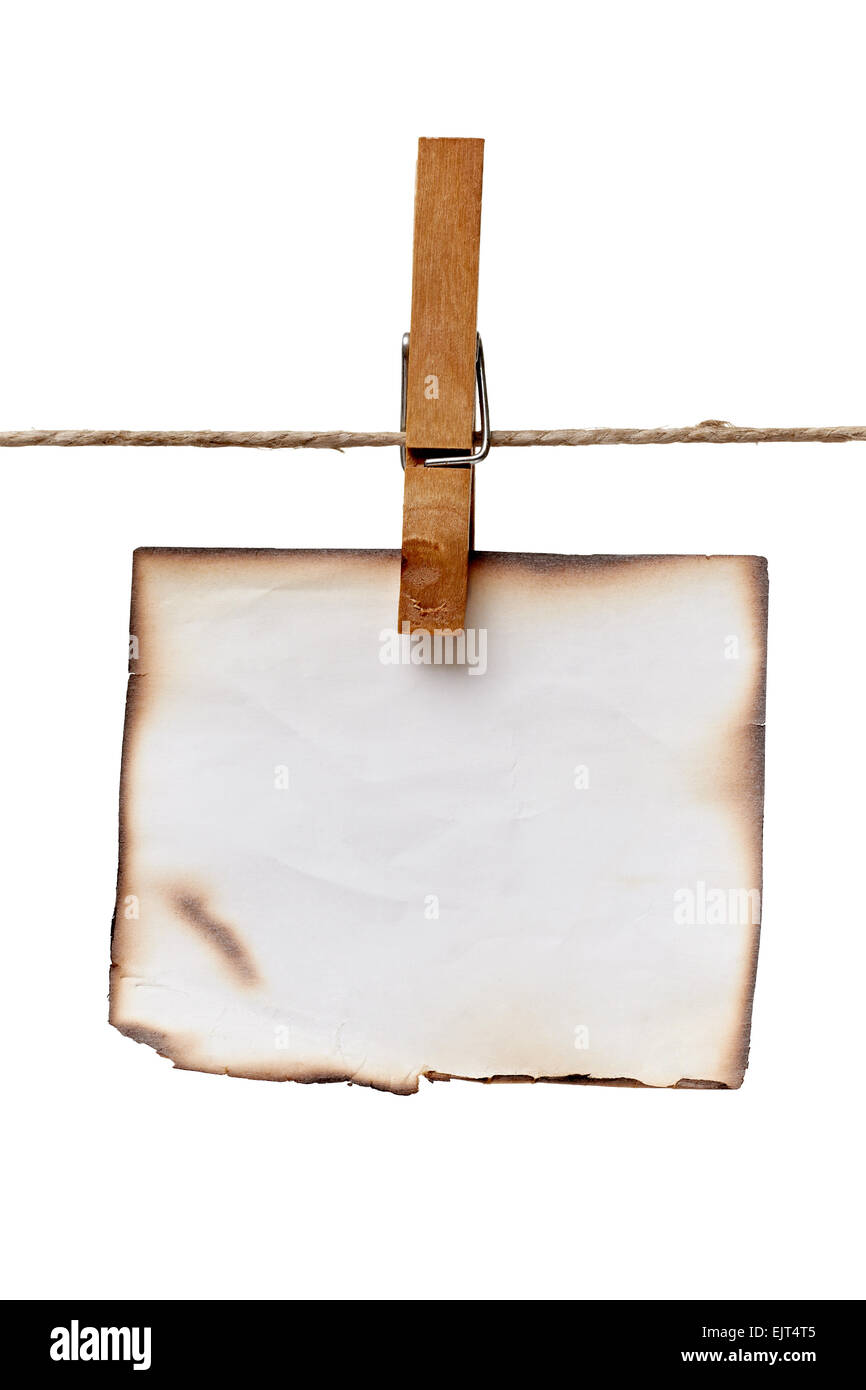 note paper and clothespin Stock Photo - Alamy