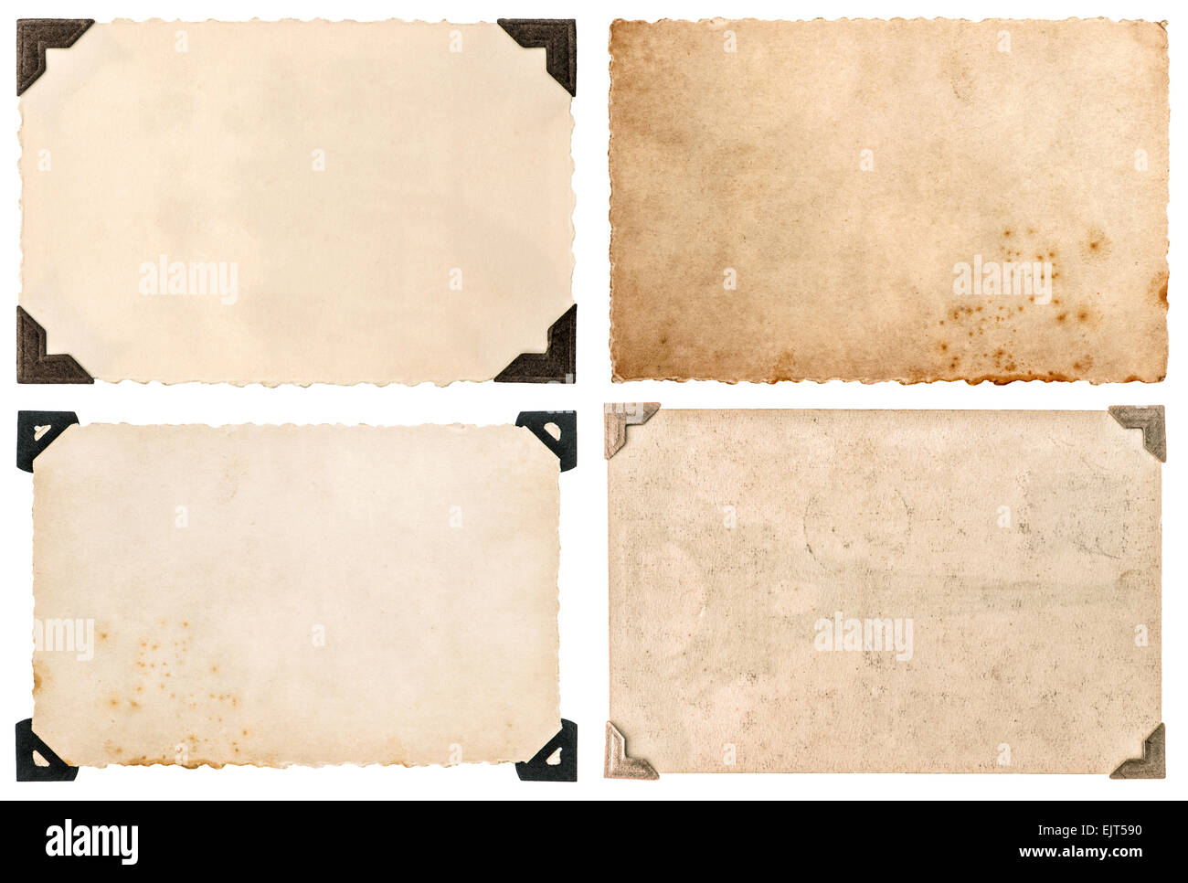 Used paper cardboard with corner, vintage postcard isolated on white ...